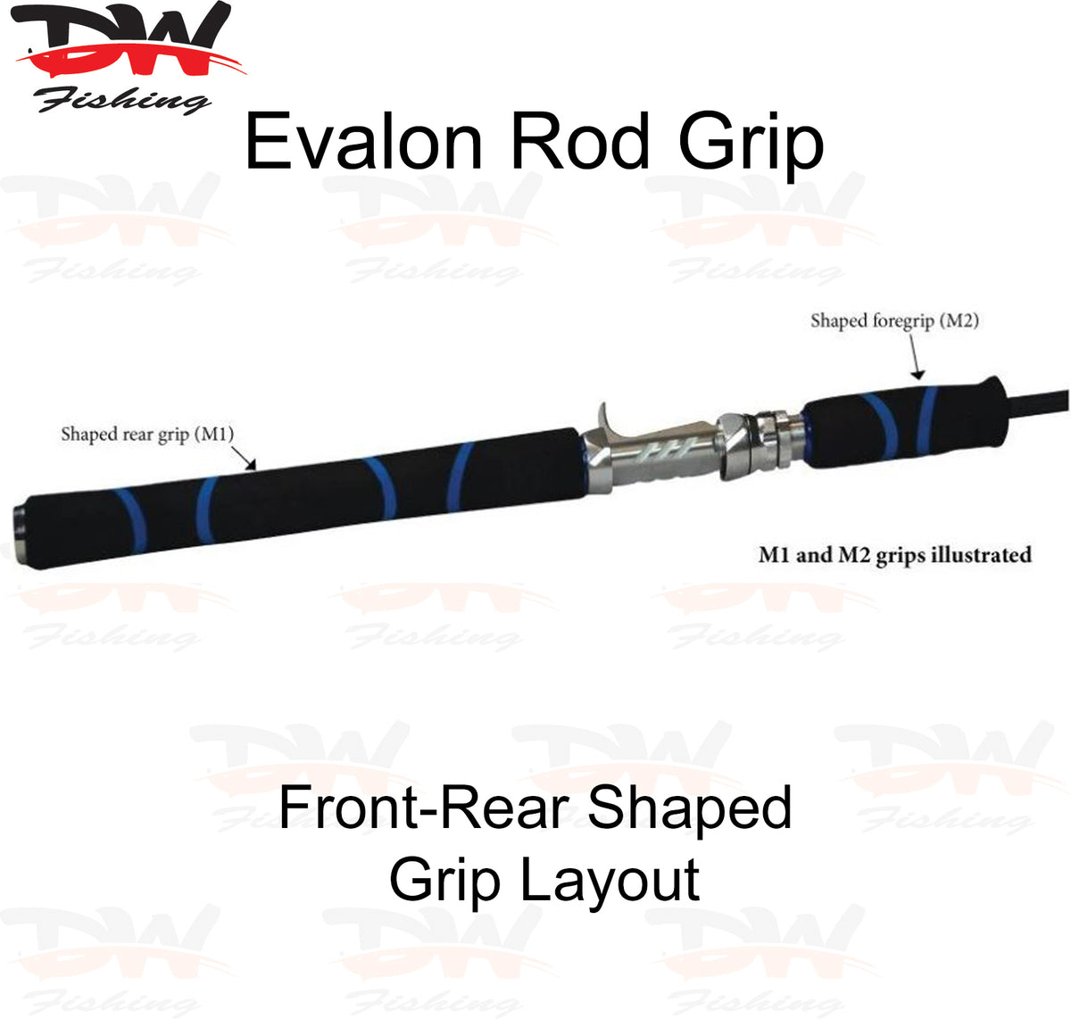 EVA Evalon Foregrip, Black and Colour Inlay Shaped Rod Grip - Length 4 ...